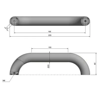 Roca Marine Rounded Handrail Stainless Steel - Short