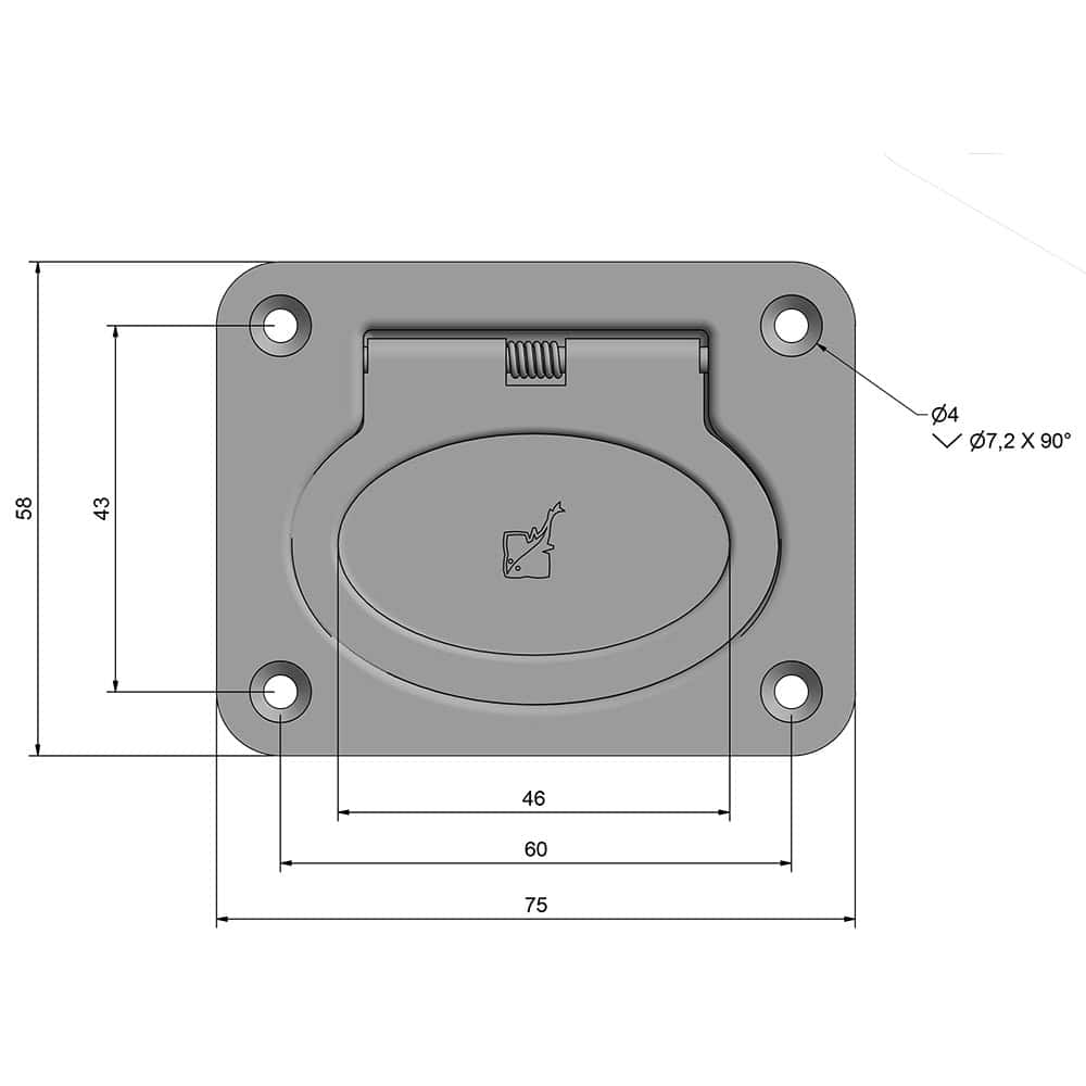 Roca Marine Stainless Lift Handle - 75 x 60mm